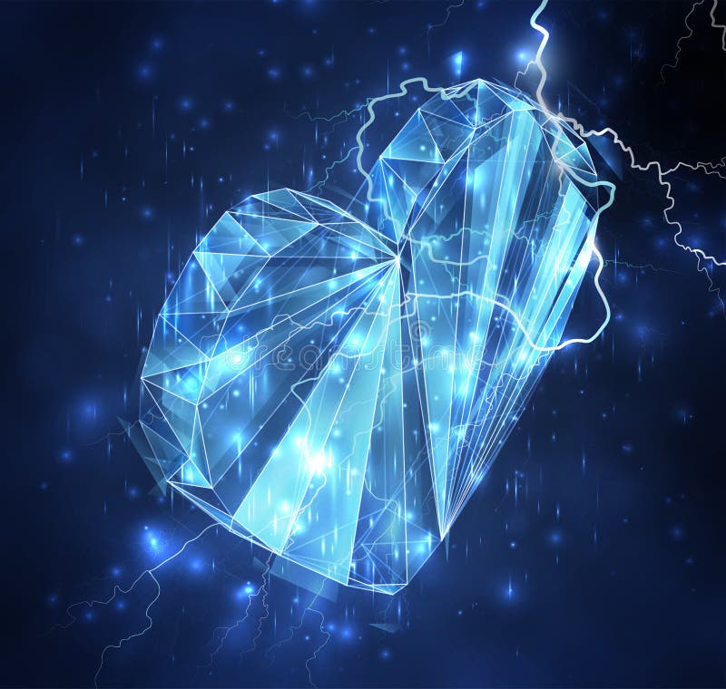 3d Vector Object on a Background of Blue Sky. Lightning and Thunder ...