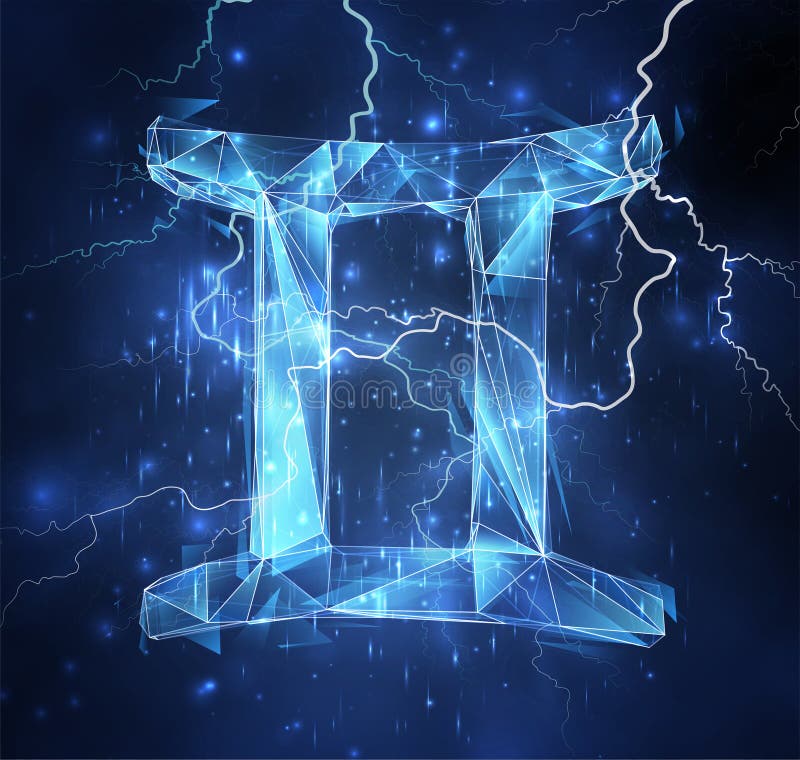 3d Vector Object on a Background of Blue Sky. Lightning and Thunder ...