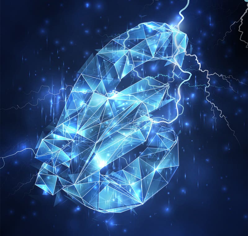 3d Vector Object on a Background of Blue Sky. Lightning and Thunder ...