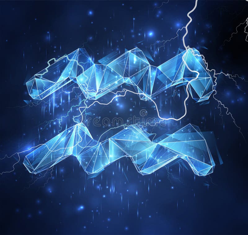 3d Vector Object on a Background of Blue Sky. Lightning and Thunder ...