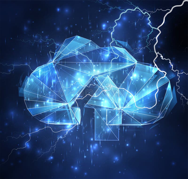 3d Vector Object on a Background of Blue Sky. Lightning and Thunder ...