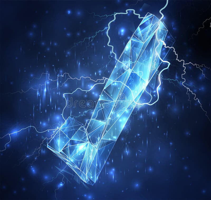 3d Vector Object on a Background of Blue Sky. Lightning and Thunder ...