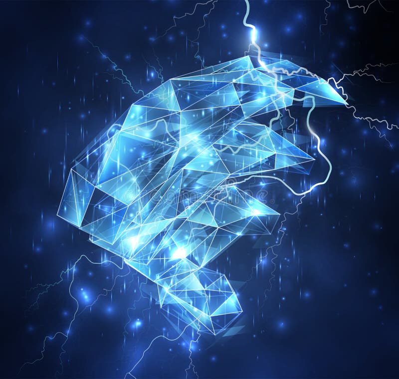 3d Vector Object on a Background of Blue Sky. Lightning and Thunder ...