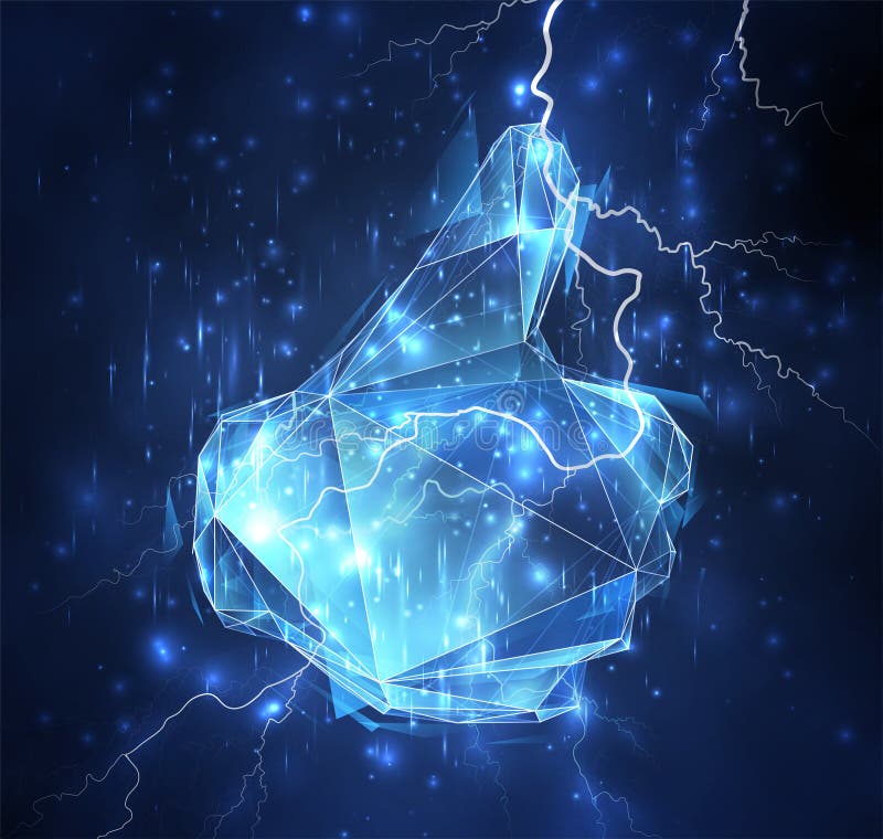 3d Vector Object on a Background of Blue Sky. Lightning and Thunder ...