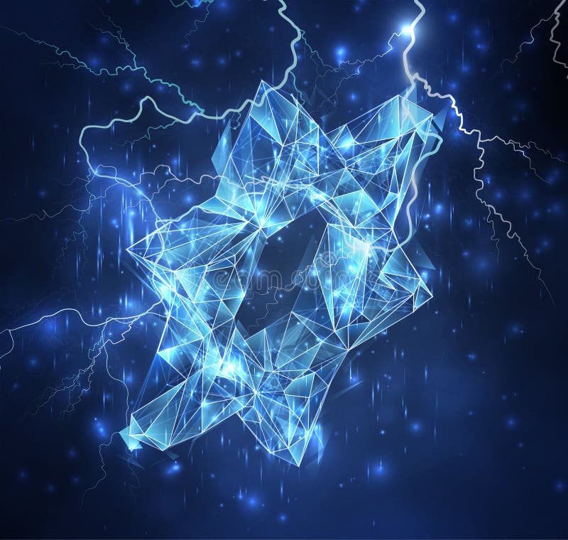 3d Vector Object on a Background of Blue Sky. Lightning and Thunder ...