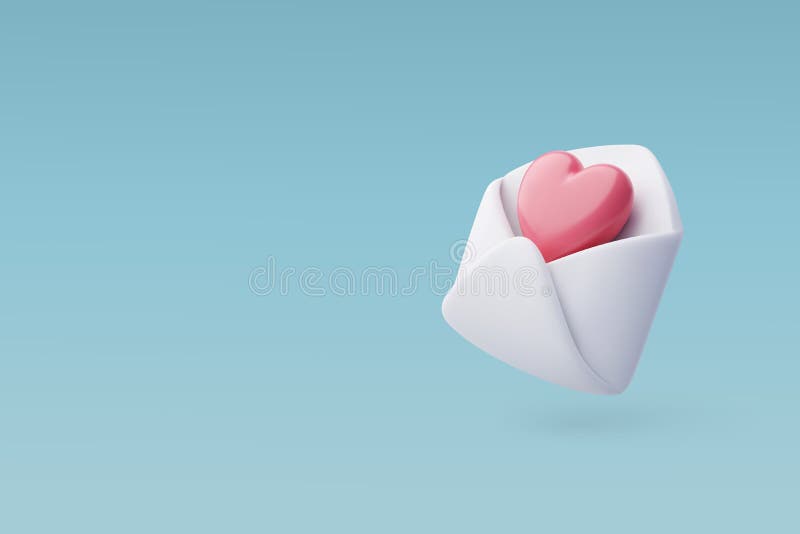 3d Vector Open Mail Letter with Heart. Anniversary, Valentine S Day ...
