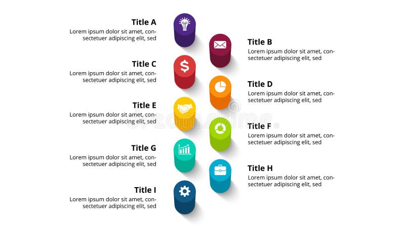 3D Vector Perspective Infographic. Presentation Slide Template. 9 Step ...