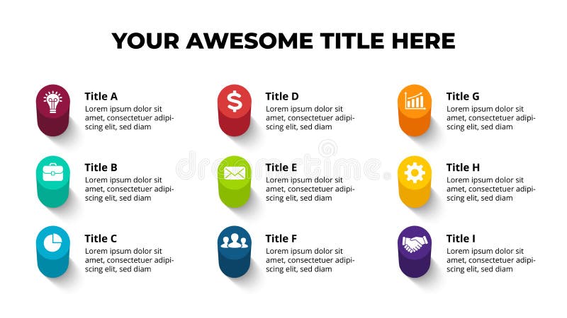 3D Vector Perspective Infographic. Presentation Slide Template. 9 Step ...