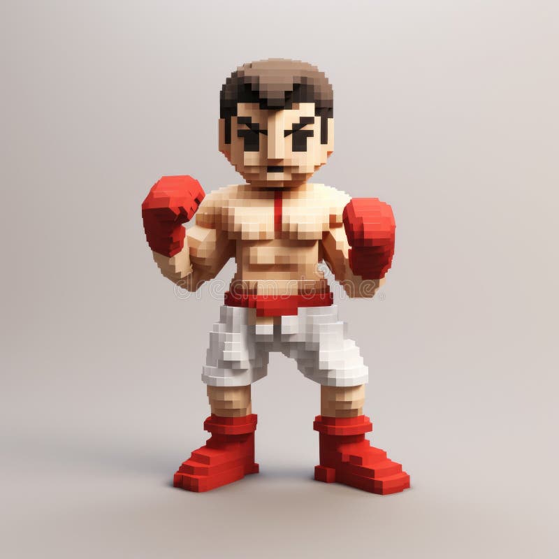 Pixel Boxer: Photorealistic 3d 8 Bit Cartoon Character in Boxing Action ...