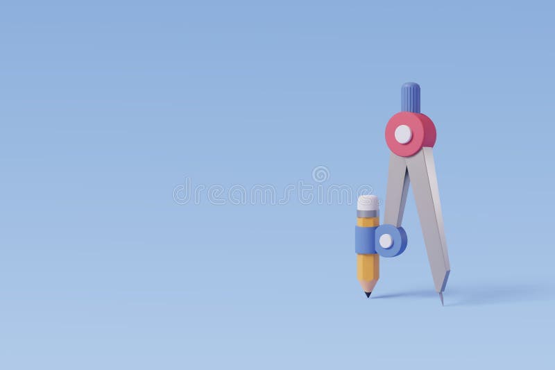 3d Vector of Realistic Geometric Compass on Blue, Education Concept ...