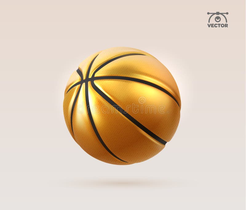 3d Vector Realistic Golden Basketball Isolated Design Element on Light ...