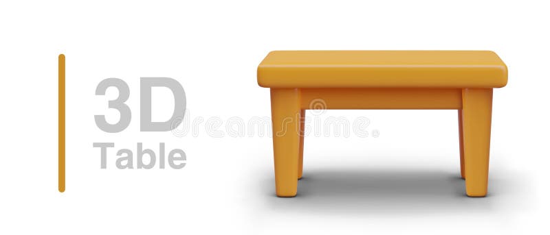3D Vector Rectangular Table, Side View. Color Illustration for Store ...