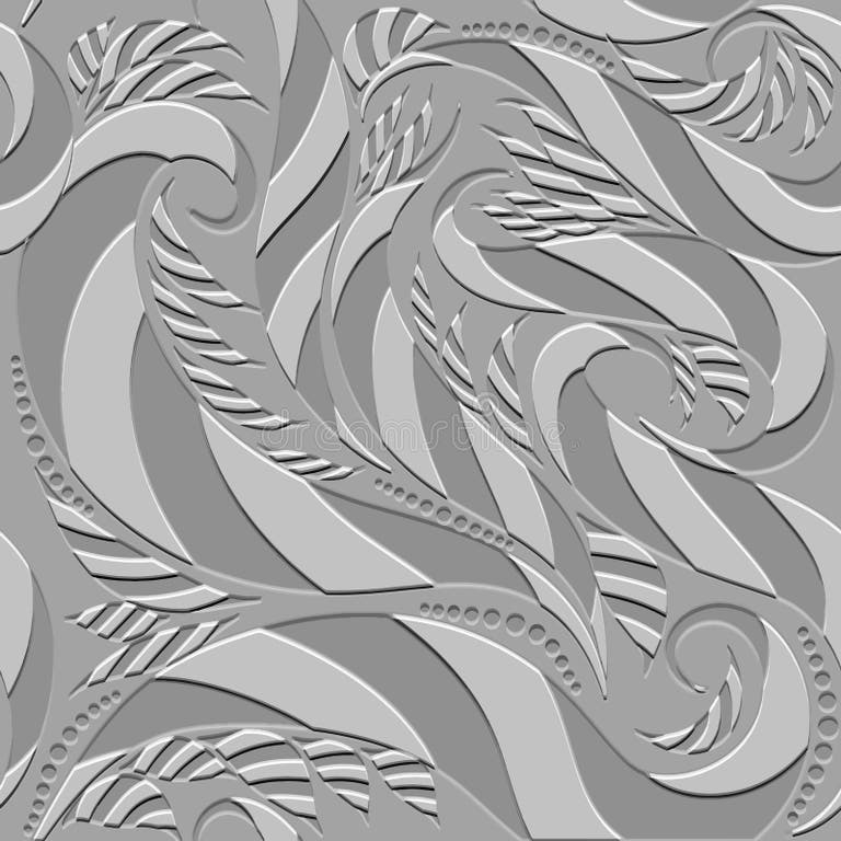 3D Vector Seamless Embossed Abstract Textured Pattern with Flowing ...
