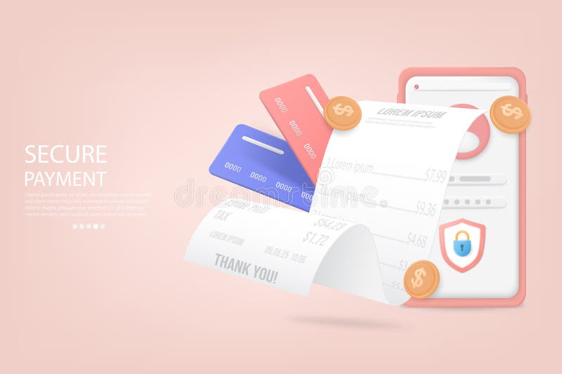 3d Vector Secure Payment Online Via Mobile Phone App. Security ...