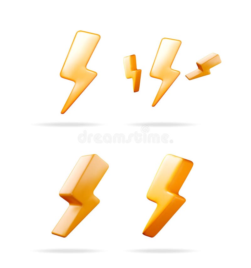 3d Vector Set of Orange Lightning Bolt Symbols Stock Vector ...