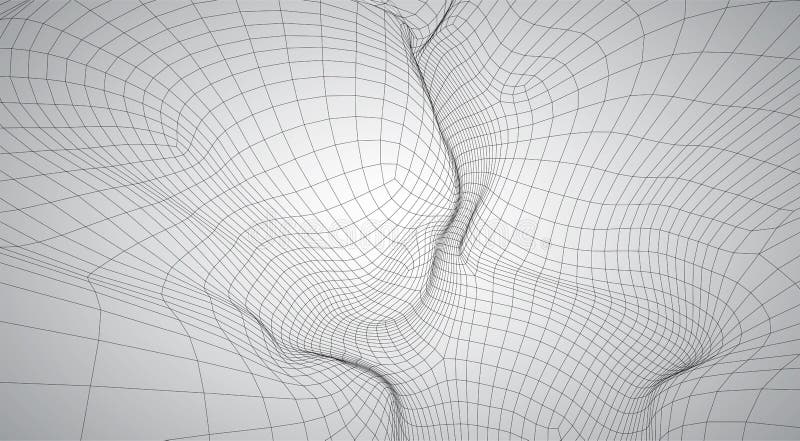 3d Vector Space from Square Polygonal Meshes, Abstract Form on a White ...