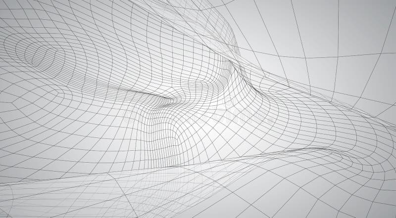 3d Vector Space from Square Polygonal Meshes, Abstract Form on a White ...