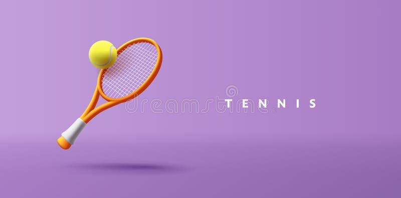 3d Vector Tennis Racket with Ball Illustration, Sport and Game ...