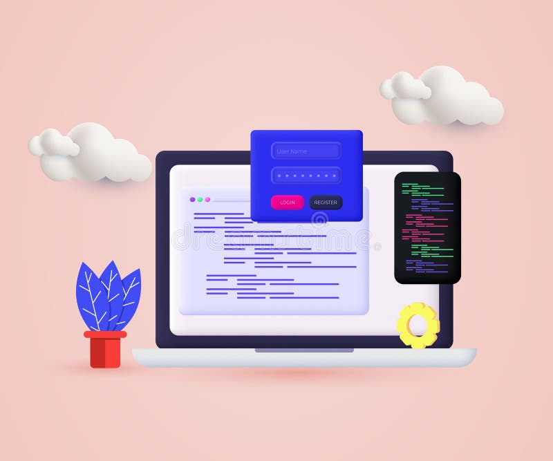 3d Vector Web Illustrations Computer Account New Concept Design Stock ...