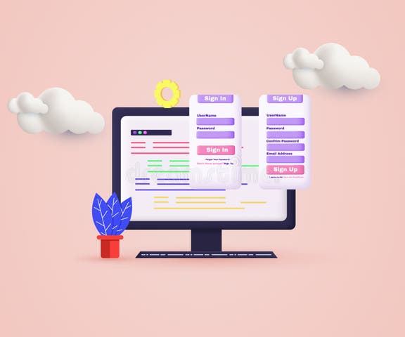 3d Vector Web Illustrations Computer Account New Idea Concept Design ...