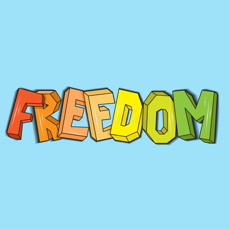3D vector word freedom stock vector. Illustration of background - 205339336