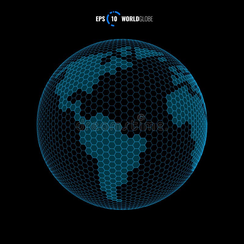 3D Vector World Globe Hexagon Stock Vector - Illustration of business ...