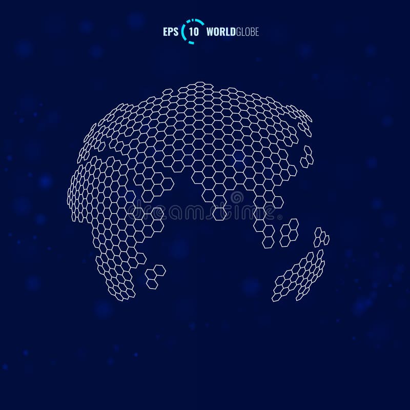 3D Vector World Globe Hexagon Stock Vector - Illustration of internet ...