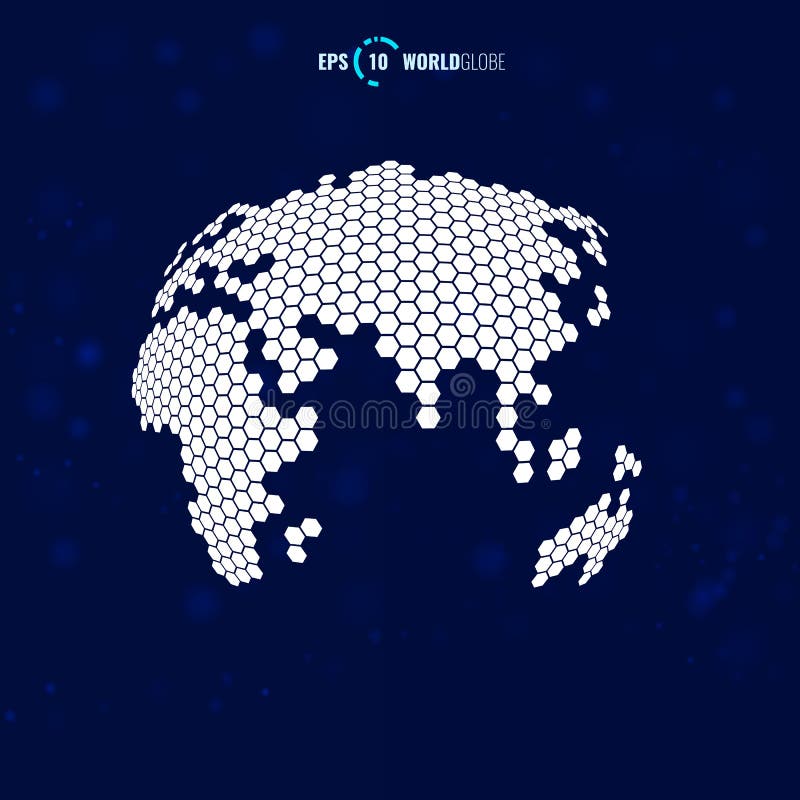 3D Vector World Globe Hexagon Stock Vector - Illustration of modern ...