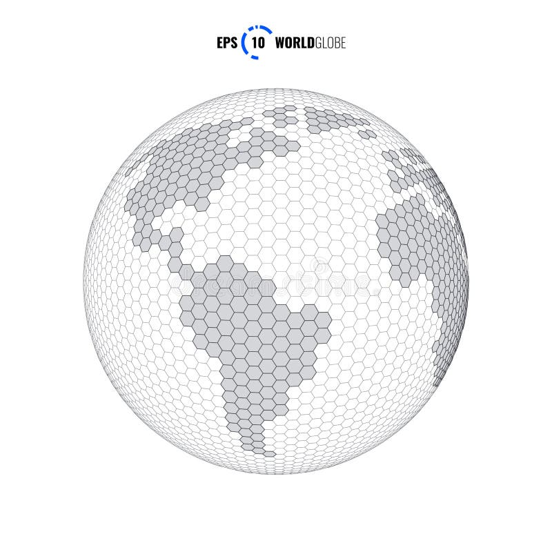 3D Vector World Globe Hexagon Stock Vector - Illustration of location, hologram: 113500565