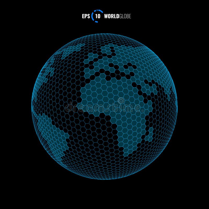 3D Vector World Globe Hexagon Stock Vector - Illustration of hexagone ...