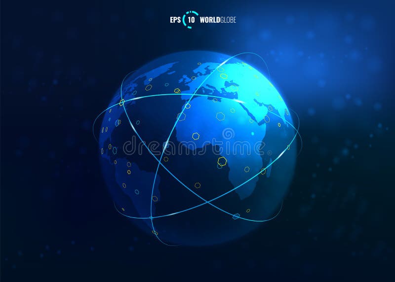 3D Vector World Globe with Internet Connections Stock Vector ...
