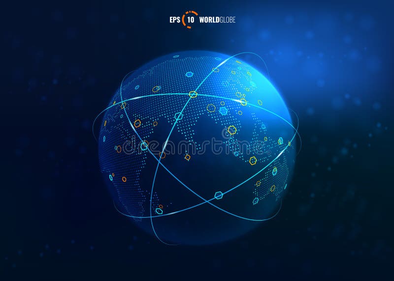 3D Vector World Globe with Internet Connections Stock Vector ...