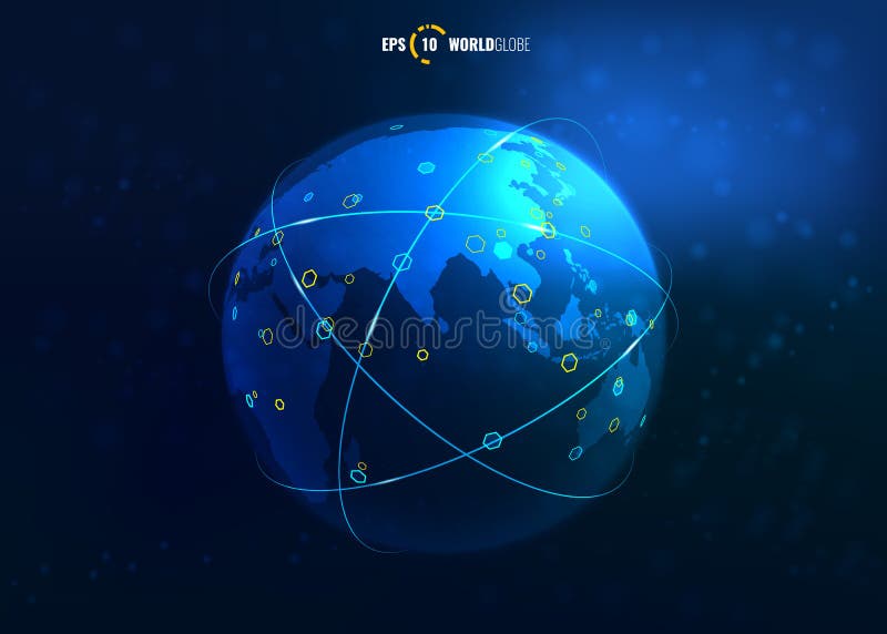 3D Vector World Globe with Internet Connections Stock Vector ...