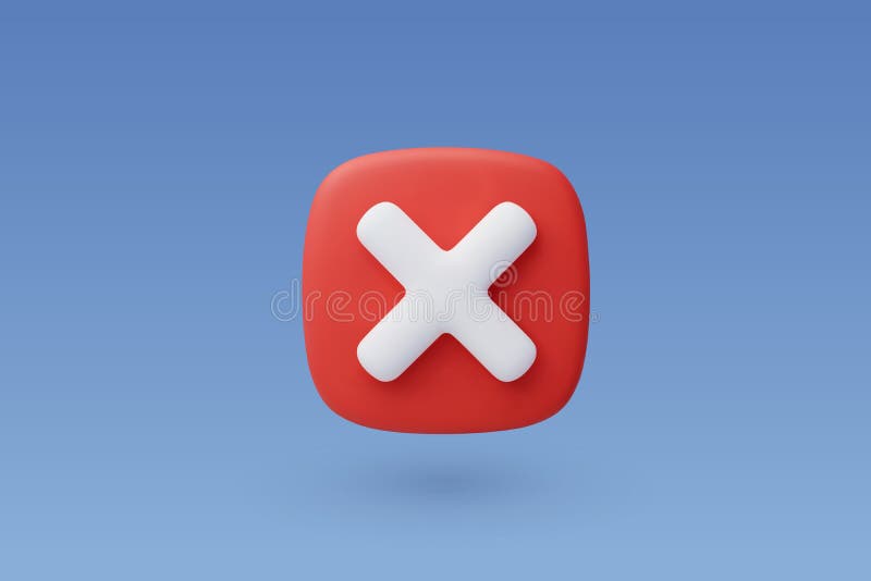 3d Vector Wrong Checkmark Box, Disapprove or Wrong Choice Concept Stock ...
