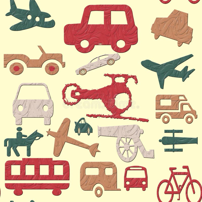 3d Vehicle Icon Seamless Pattern Kids Type Stock Illustration ...