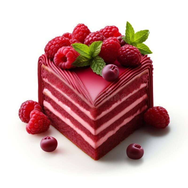 3d Velvet Raspberry Dream Cake on White Background Stock Illustration ...