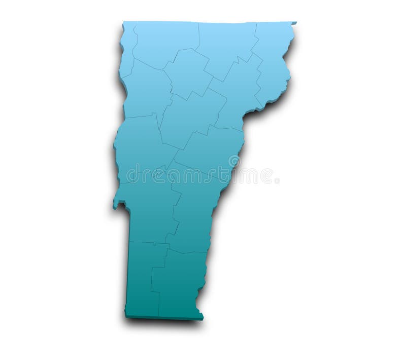 3d Vermont Map State with Color. United State of America, US, United ...