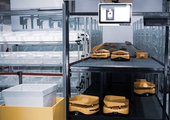 3D vertical Sorting robot stock image. Image of logistics - 253424901