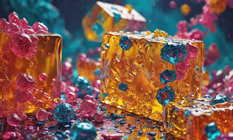 3D Vibrant, Abstract Scene Features Multitude Colorful Cubes and ...