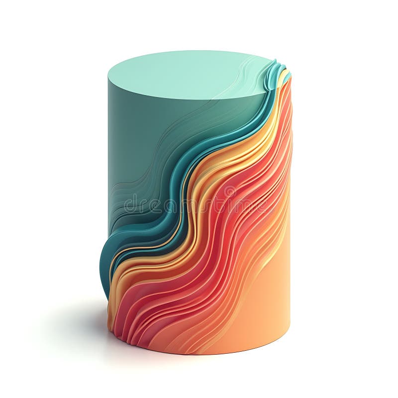 3D Vibrant Cylinder Isolated on a White Background Stock Illustration ...