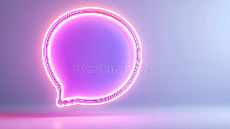 3d Vibrant Neon Speech Bubble Backdrop, Against Gradient Glowing ...