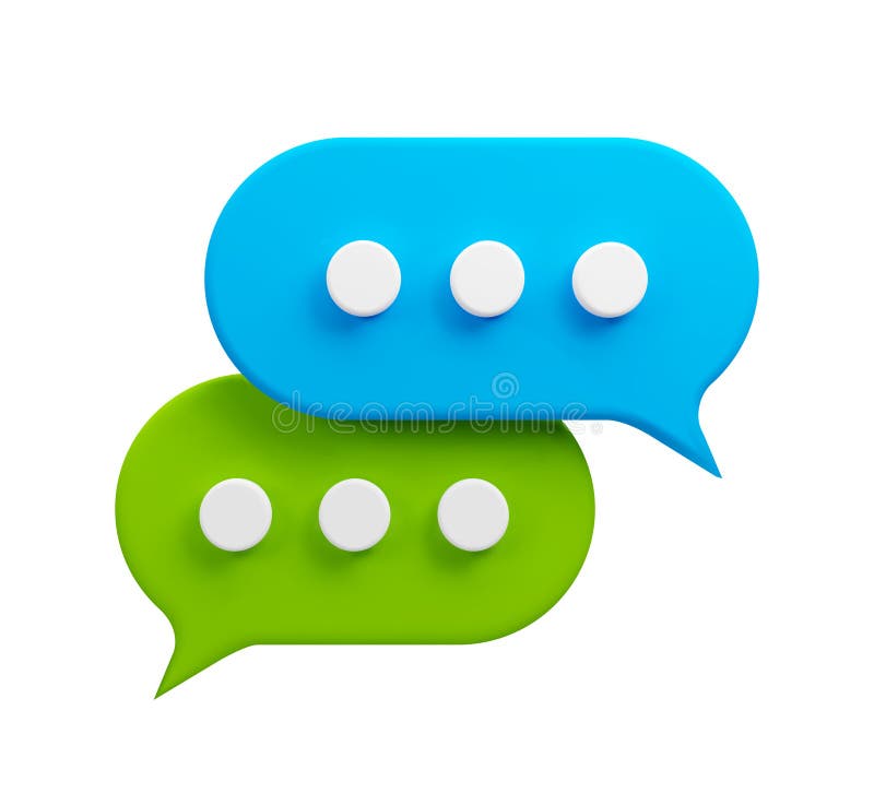 3D Vibrant Speech Bubbles in Blue and Green, Symbolizing Digital ...