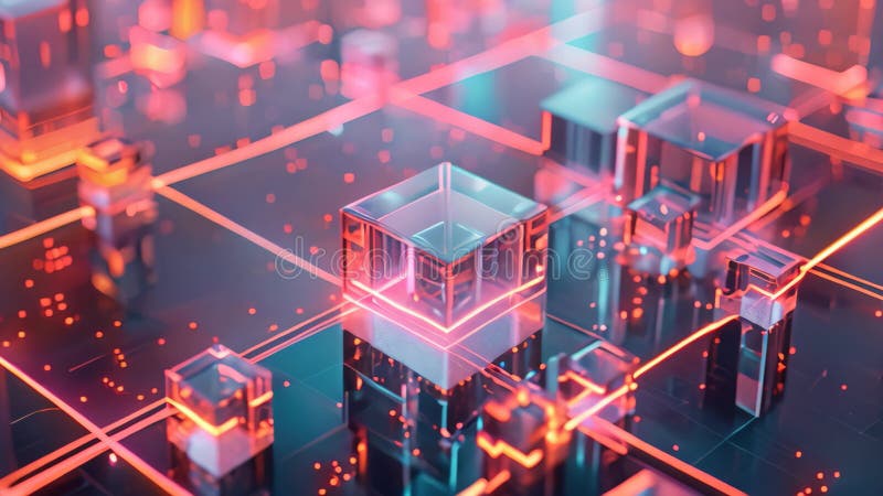 3D Video of Building Surrounded by Cubes, an Abstract View of ...