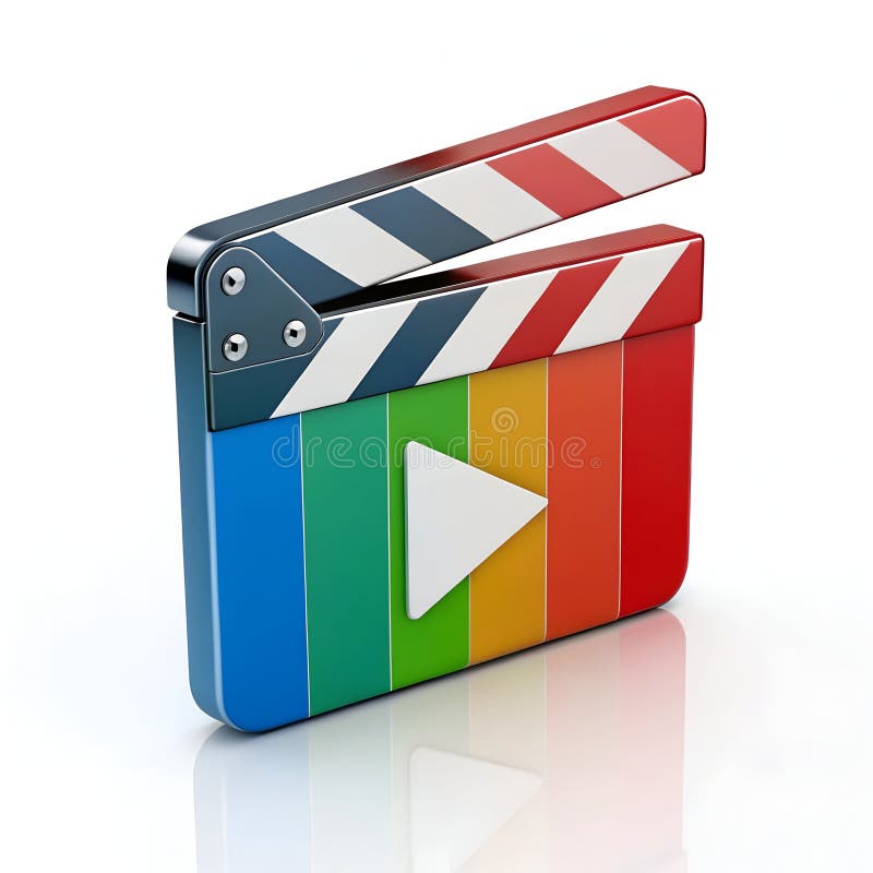 3D Video Clip Icon Render Isolated on White Background Stock ...