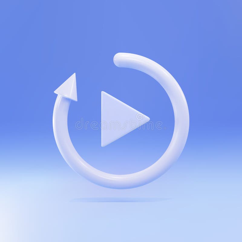3d Video Play Button Like Simple Replay Icon Isolated on Blue ...