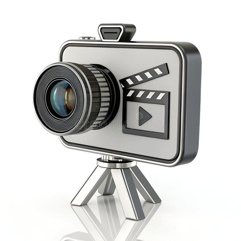 3D Videography Icon Render Isolated on White Background Stock ...