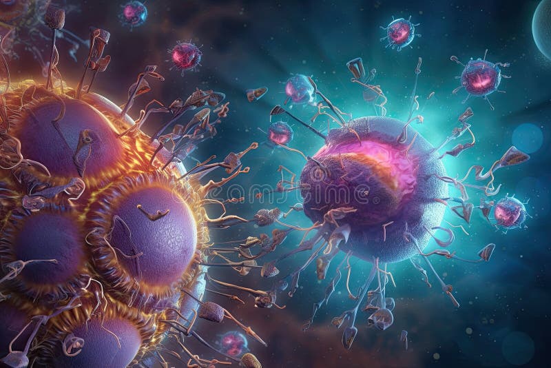 Background Microscopic View of Cells and Virus Stock Illustration ...
