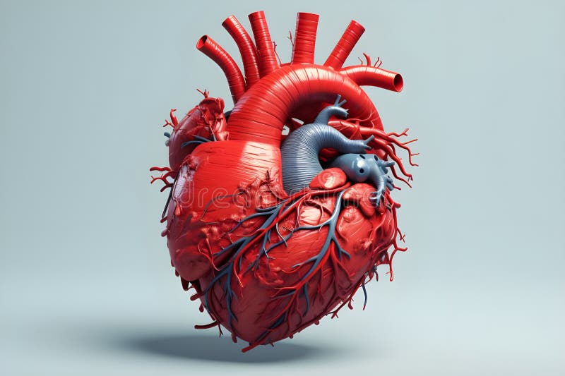 3D View of a Human Heart - Ai Generated Stock Illustration ...