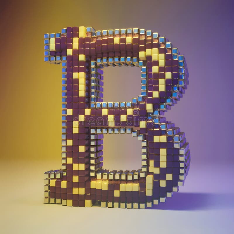 3D Render Letter B with a Pixelated Design Image Generated by Ai Stock ...