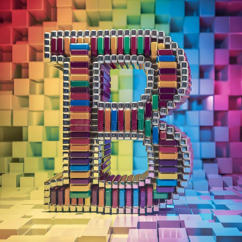 3D Render Letter B with a Pixelated Design Image Generated by Ai Stock ...
